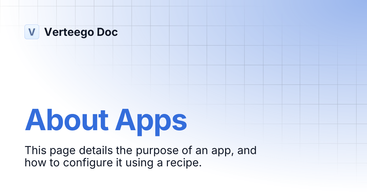About Apps | Verteego Doc